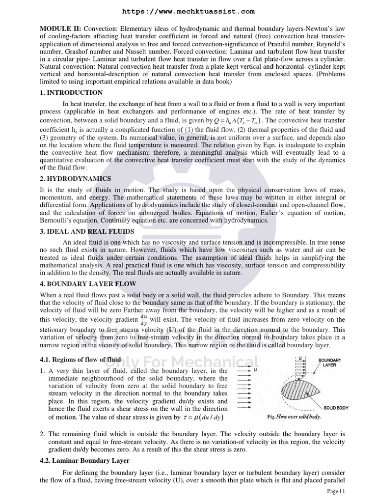 HMT Module II Mech KTU Assist | PDF | Boundary Layer | Heat Transfer