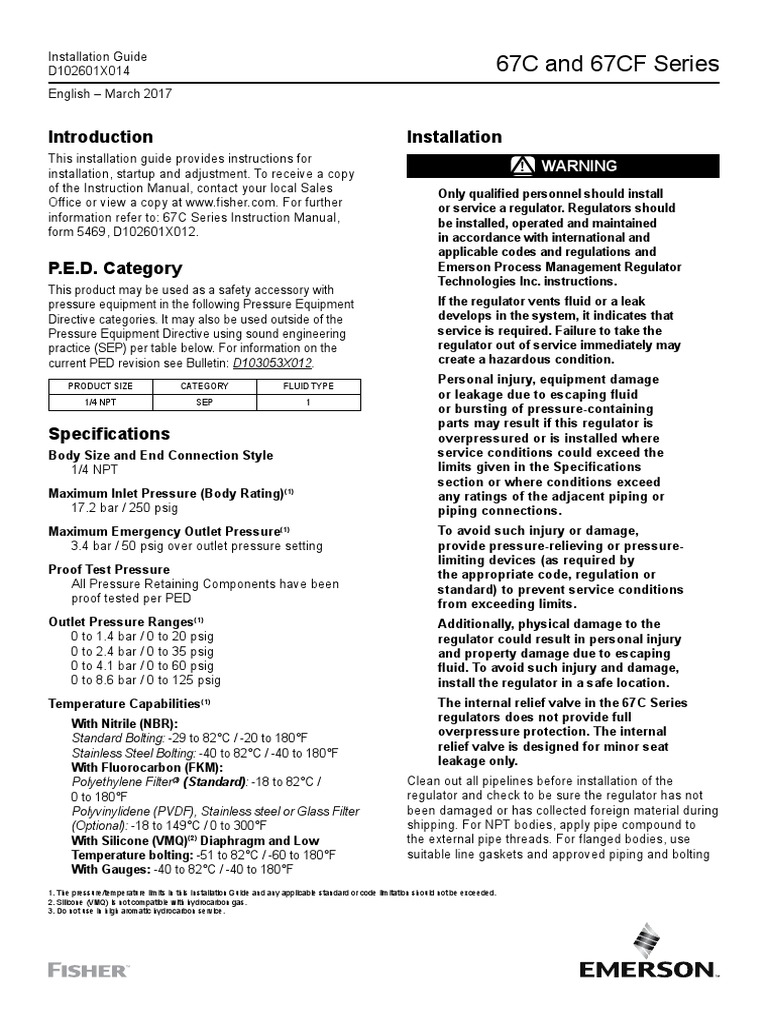 67C and 67CF Series: Installation | PDF | Valve | Pipe (Fluid Conveyance)