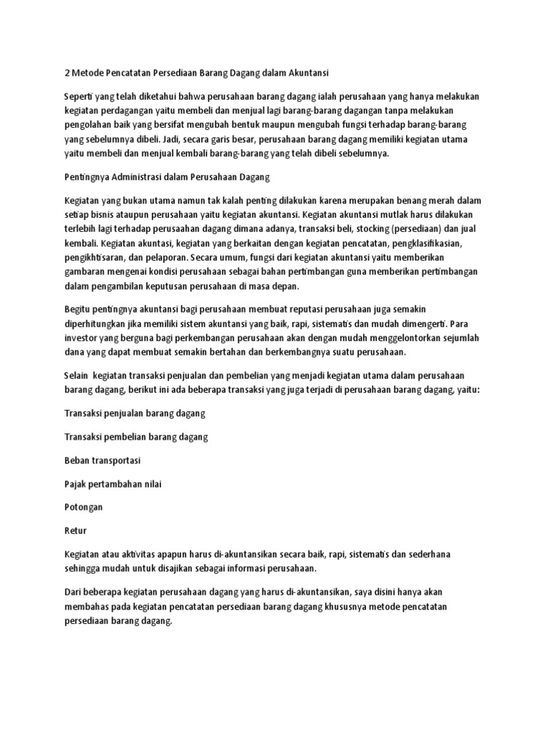 Metode Pencatatan | PDF