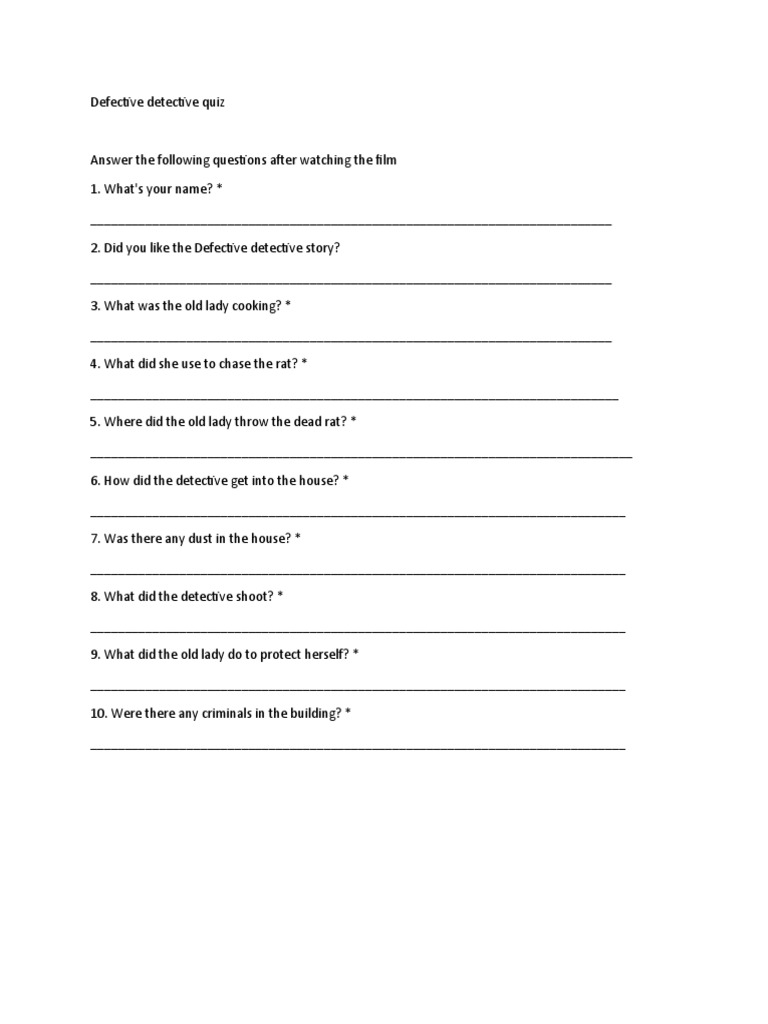 Defective Detective Quiz | PDF