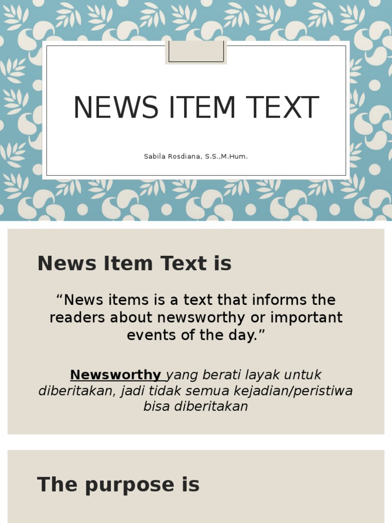 News Item Text | PDF