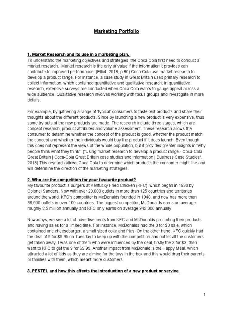 Marketing Portfolio: 1. Market Research and Its Use in A Marketing Plan ...