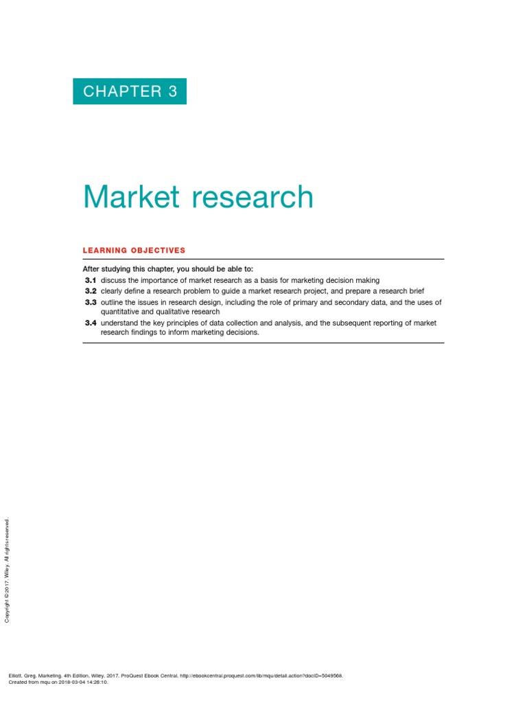 CHAPTER 3 Market Research | PDF | Marketing | Marketing Research