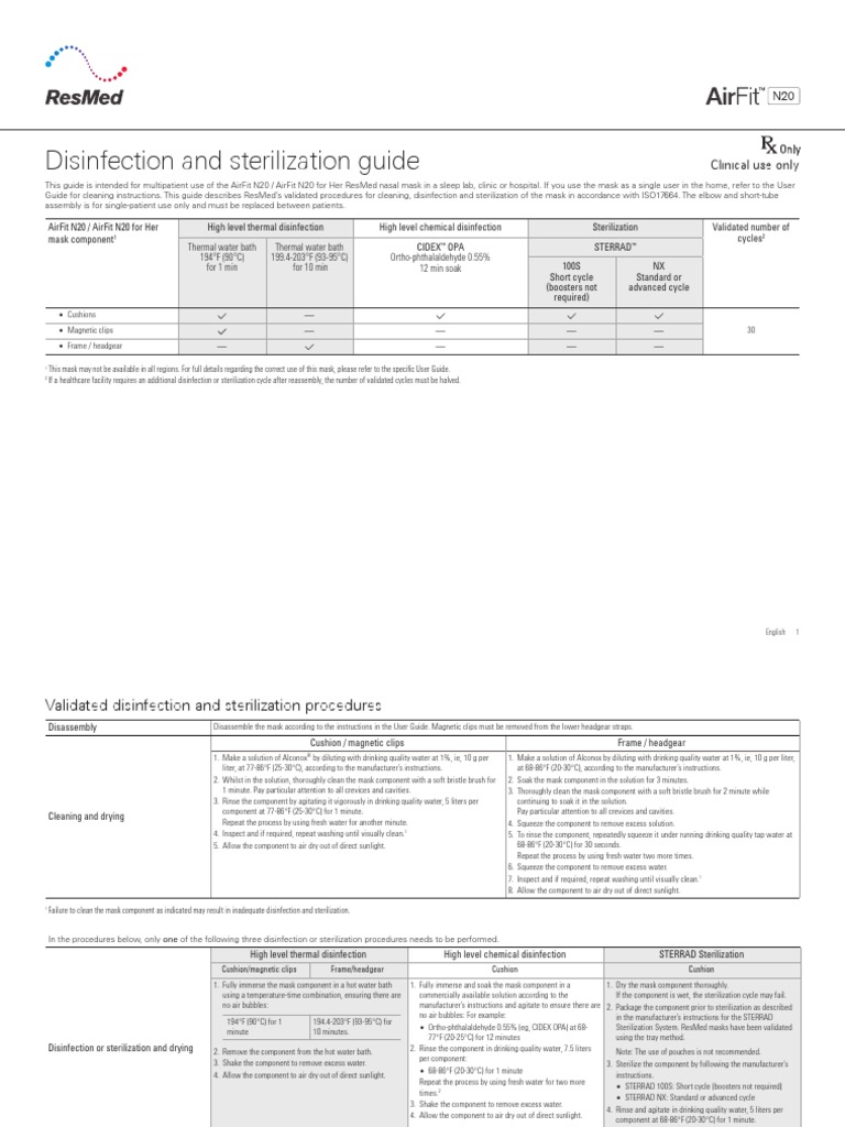 Airfit-N20 Disinfection-Sterilization-Guide Amer Eng PDF | PDF