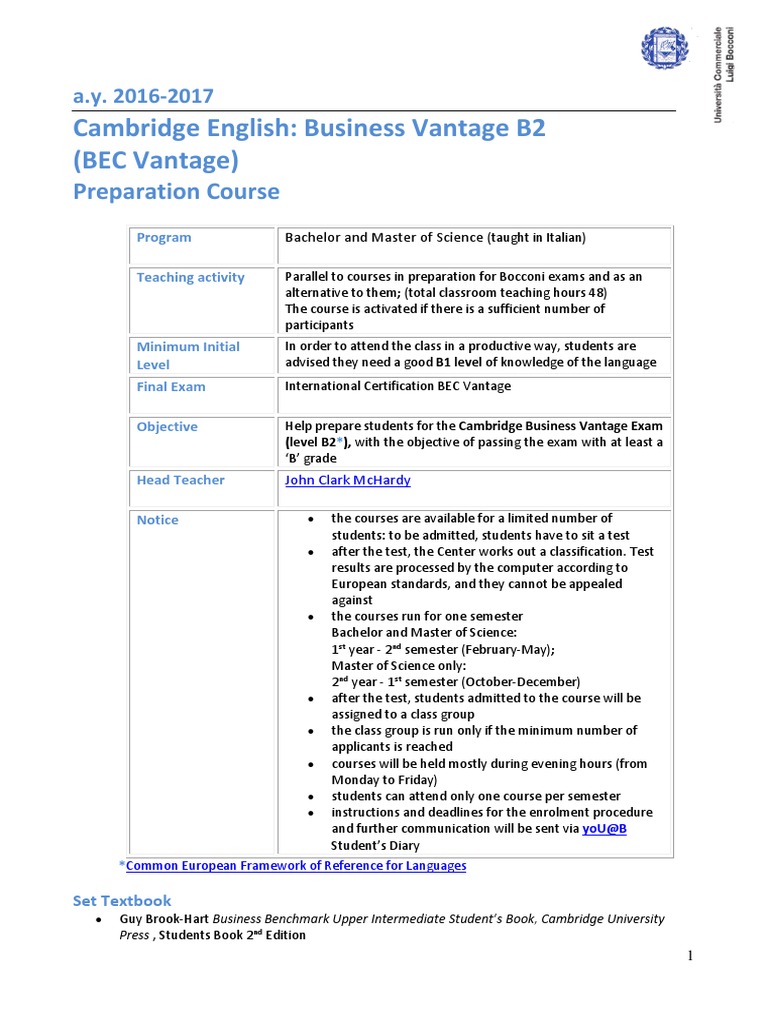Cambridge English: Business Vantage B2 (BEC Vantage) : Preparation ...