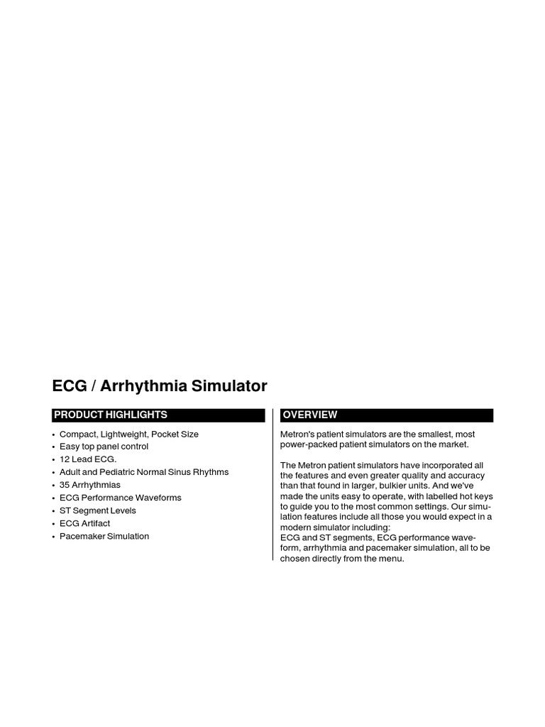 Metron PS-410 Patient Simulator | PDF | Electrocardiography | Cardiac ...