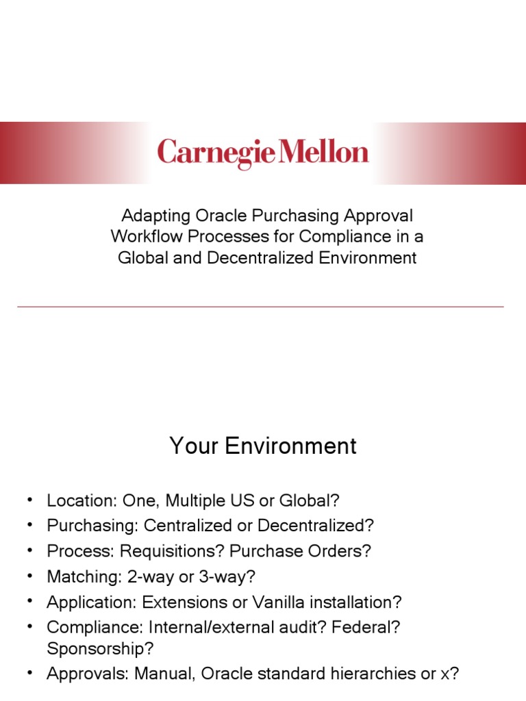 CMU Oracle PO Approval Workflow Adaptation | PDF | Oracle Database ...