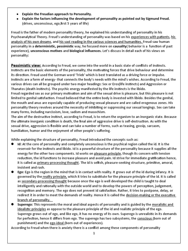 Freud's Psychoanalytic Theory of Personality Development | PDF ...