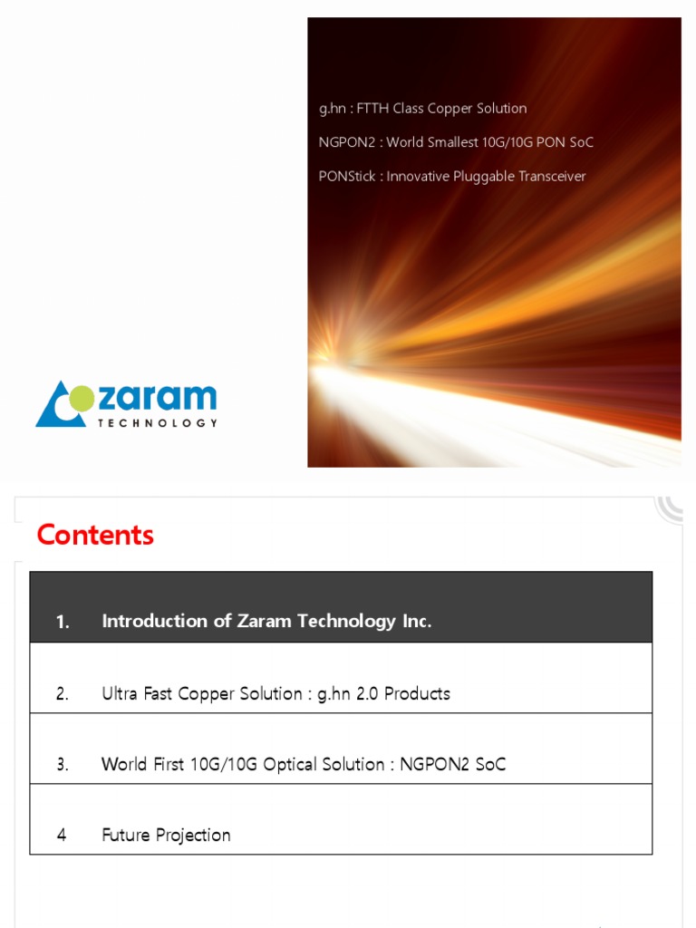 Zaram Technology's 10G PON Innovations | PDF | Network Protocols ...