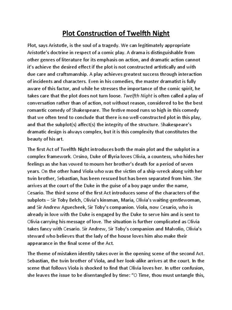 Plot Construction of Twelfth Night | PDF | Twelfth Night ...