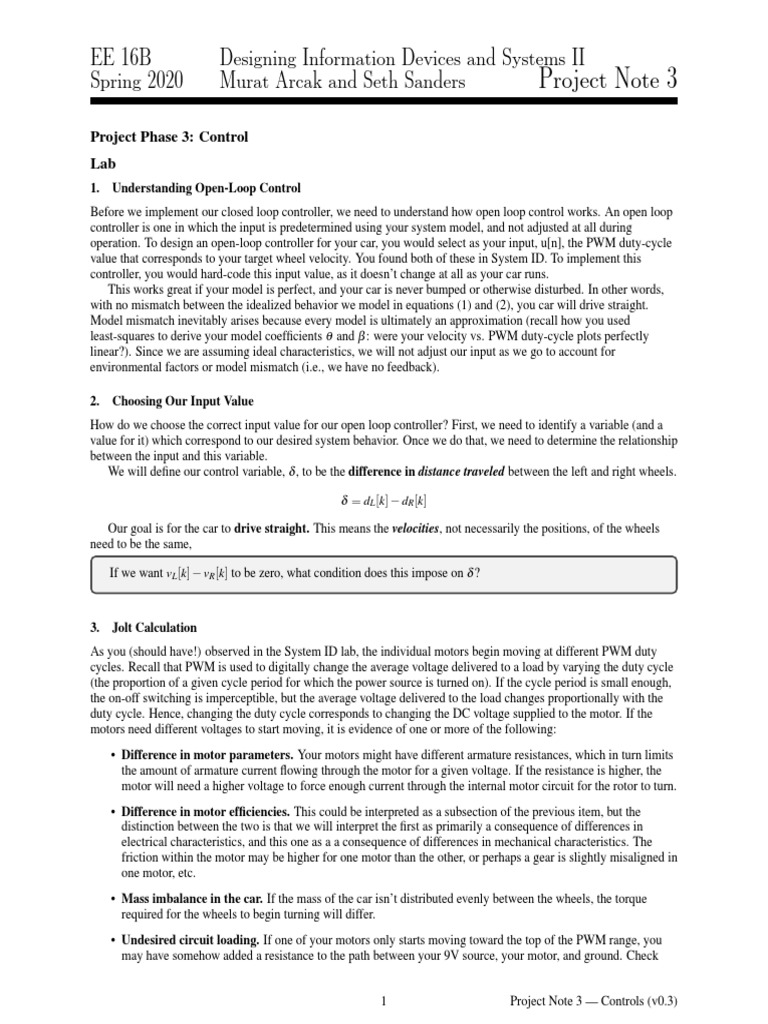 Note8 Project3 sp20 | PDF | Electric Motor | Control Theory
