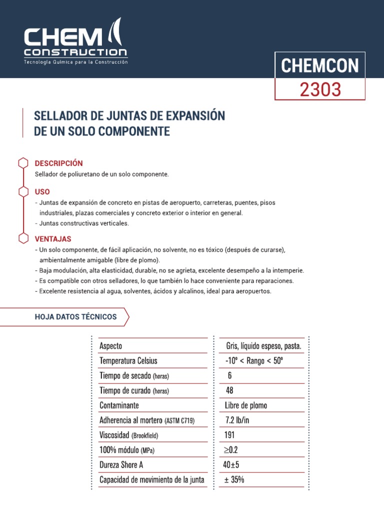 Brficha Tecnica Chemcon 2303 PDF | PDF