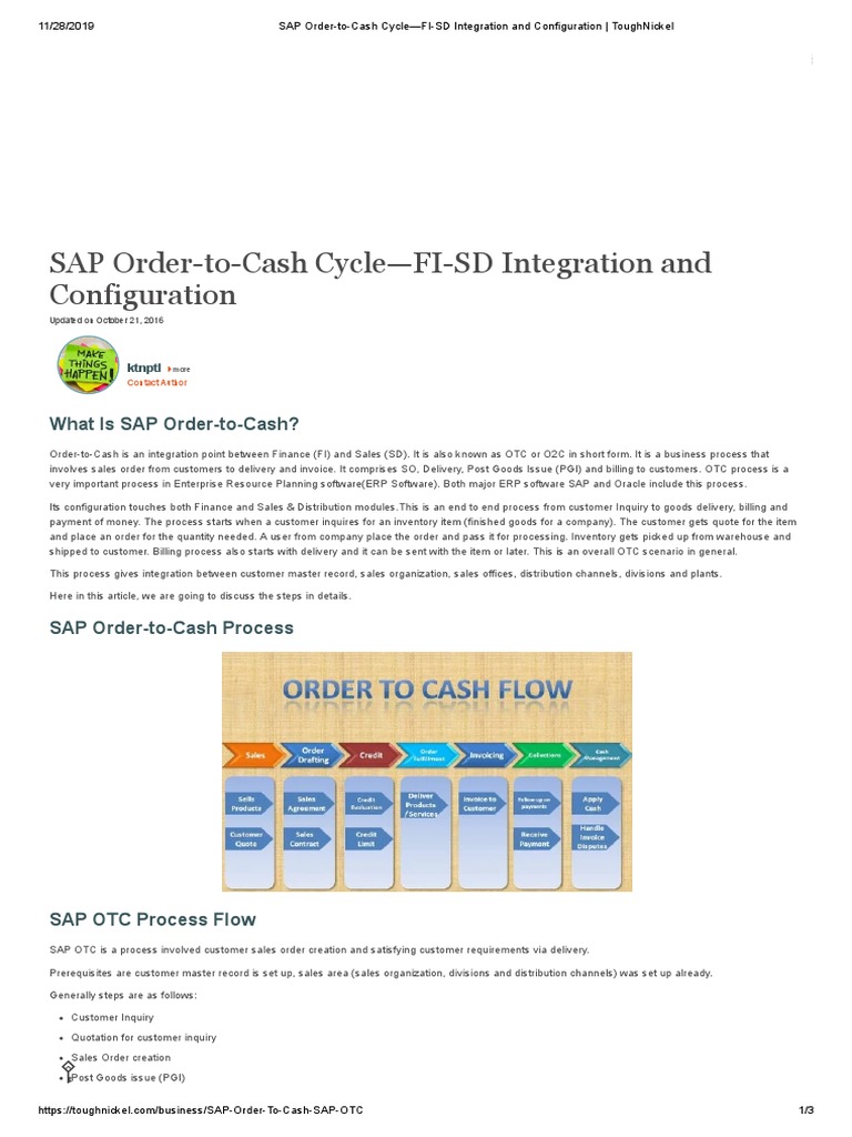 SAP Order-to-Cash Cycle-FI-SD Integration and Configuration | PDF | Sap ...