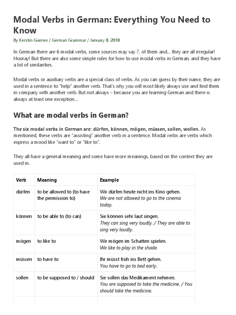 German Modal Verbs Explained | PDF | Grammatical Tense | Perfect (Grammar)