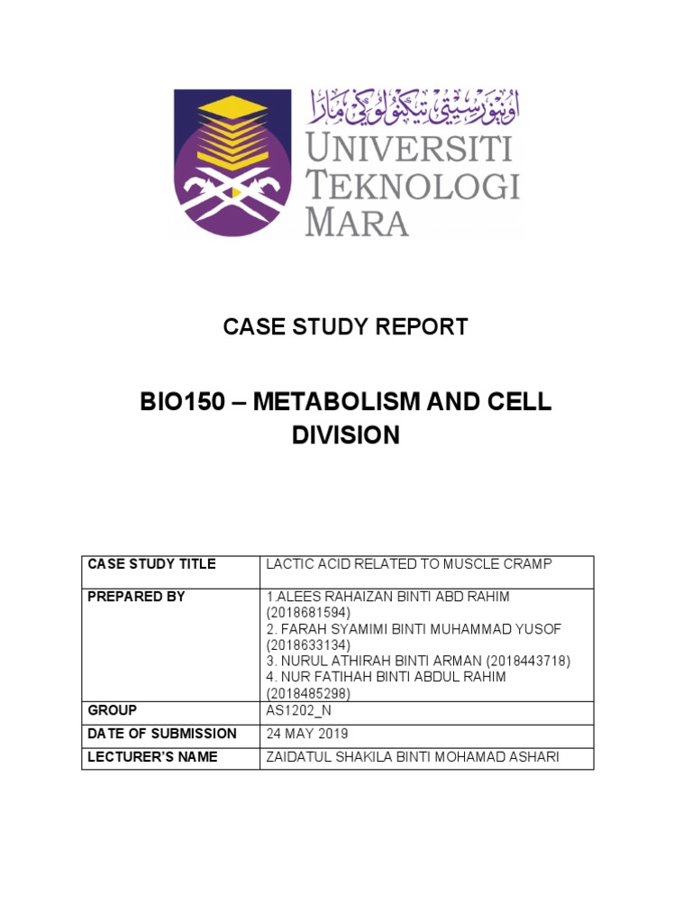 Case Study Bio Lactic Acid | PDF | Cellular Respiration | Lactic Acid