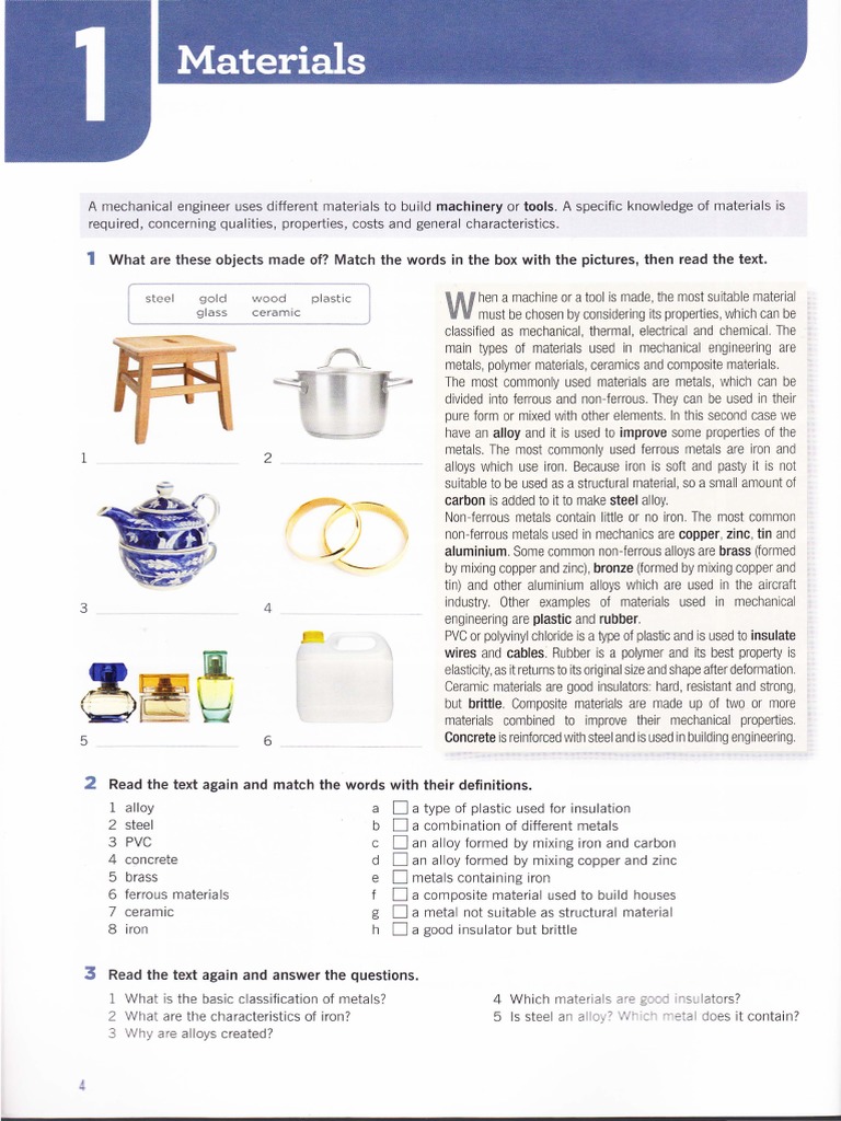 Classification Exercises Materials PDF | PDF | Metals | Alloy