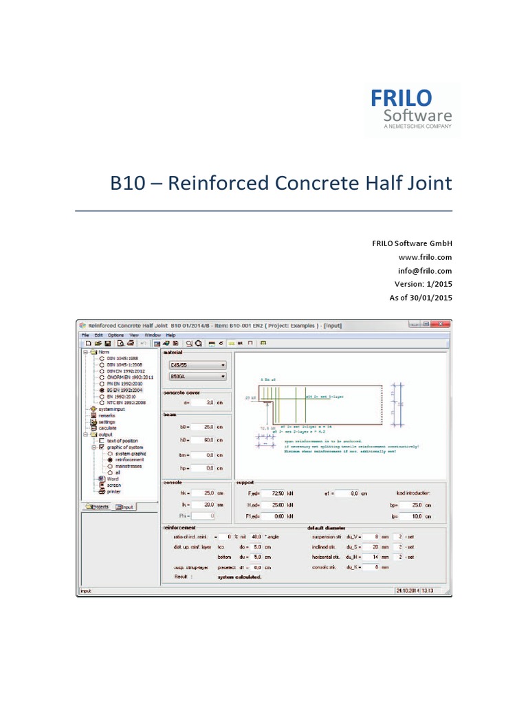 B10 - Reinforced Concrete Half Joint: Frilo Software GMBH Version: 1/ ...