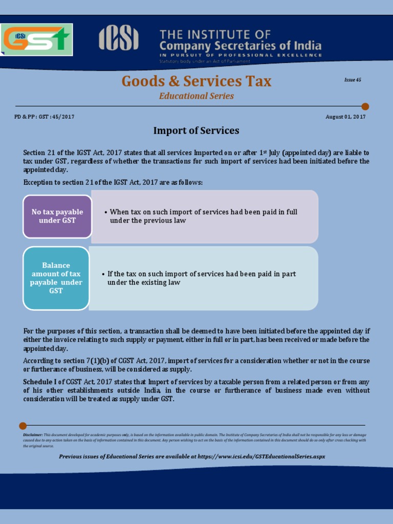 GST Educational Series 01082017 | PDF | Value Added Tax | Taxes