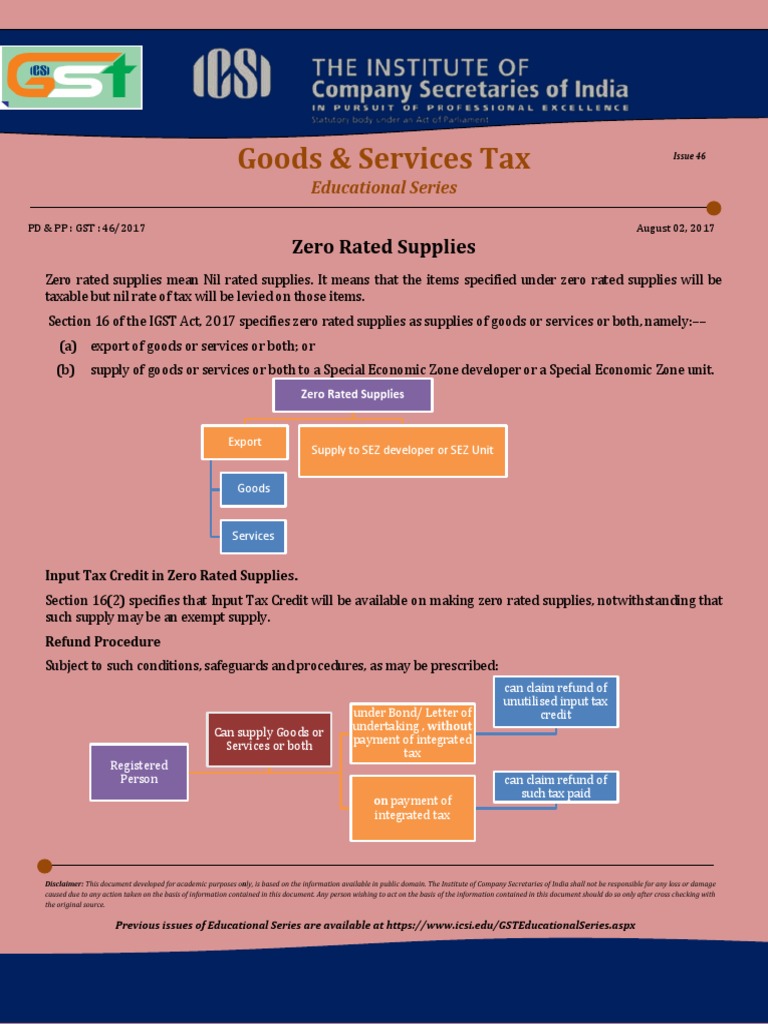Goods & Services Tax: Zero Rated Supplies | PDF | Taxes | Taxation