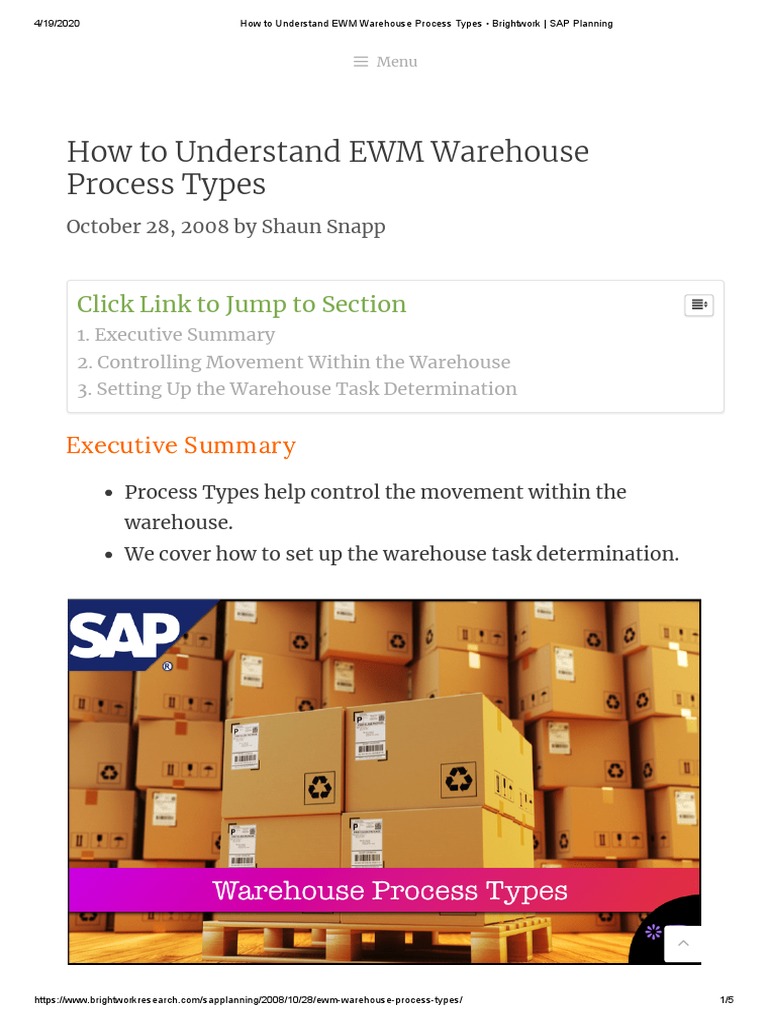 How To Understand EWM Warehouse Process Types - Brightwork - SAP ...