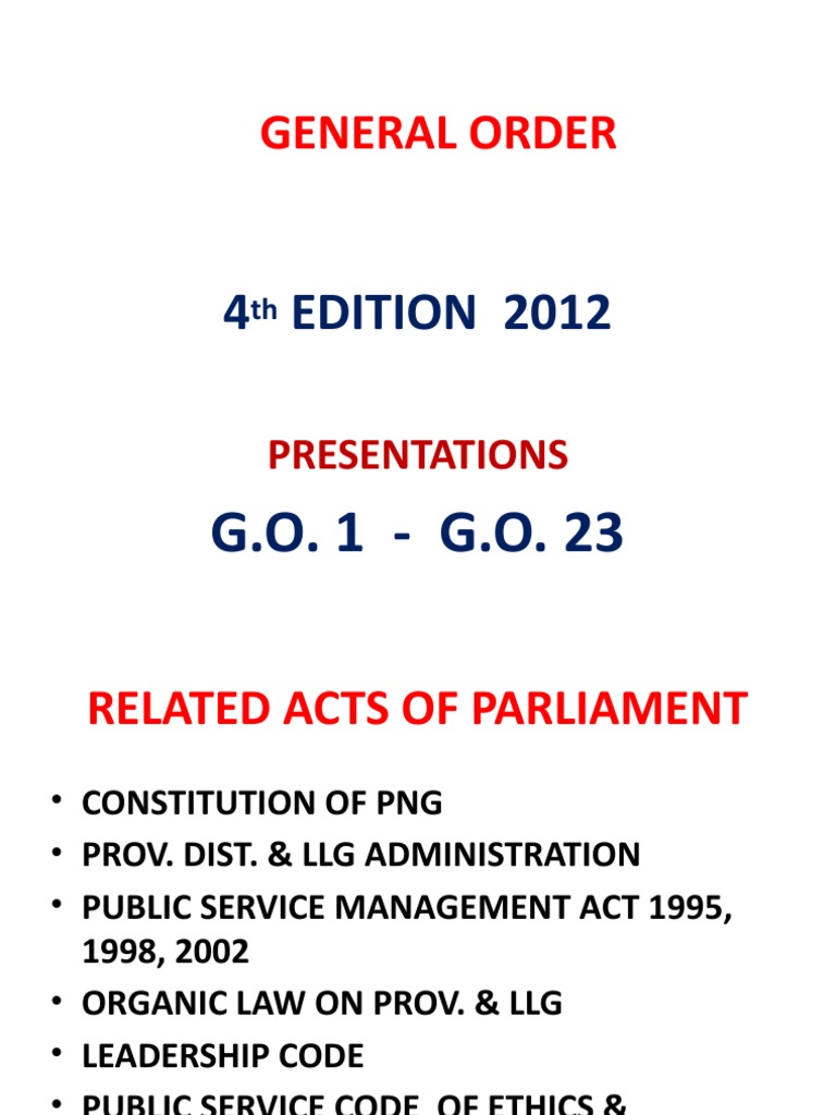PNG Public Service General Orders | PDF | Layoff | Employment