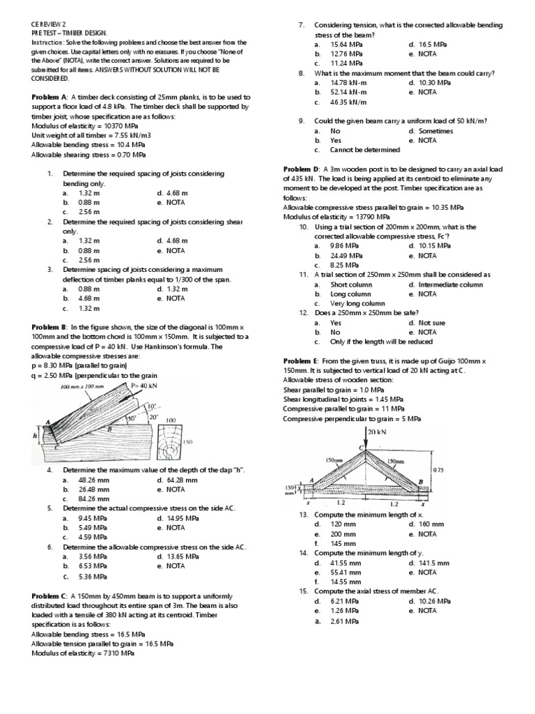 Instruction: Solve The Following Problems and Choose The Best Answer From The | Download Free ...