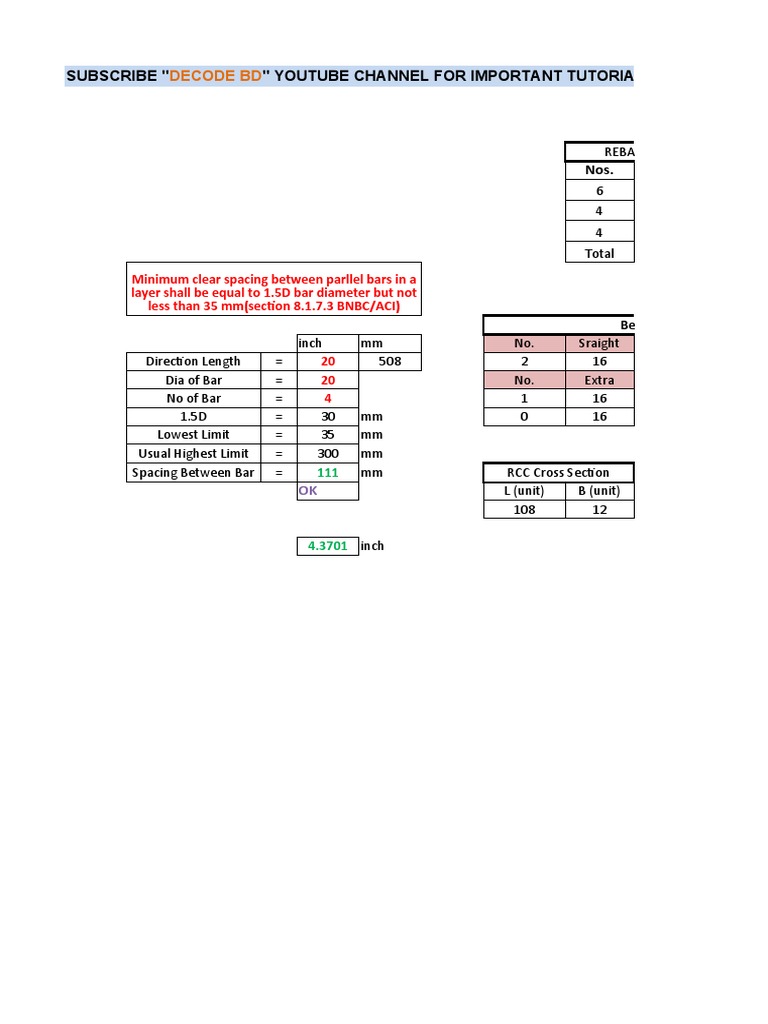 Reinforcement Calculation | PDF | Beam (Structure) | Stress (Mechanics)