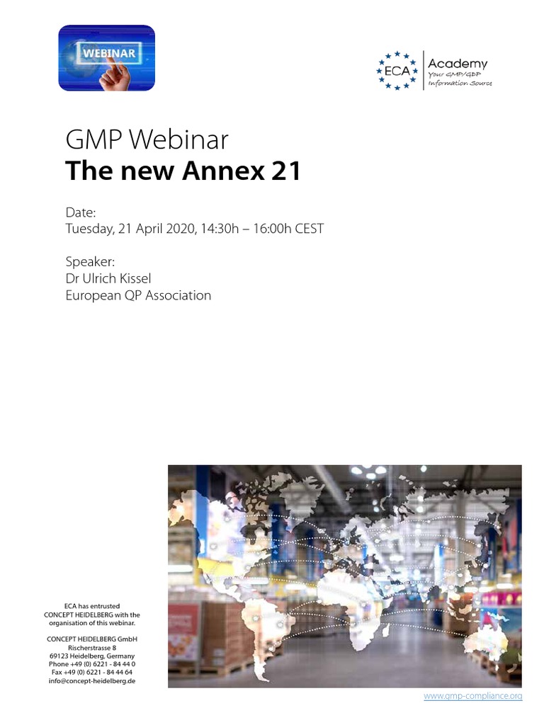 GMP Webinar: The New Annex 21 | Download Free PDF | Web Conferencing ...