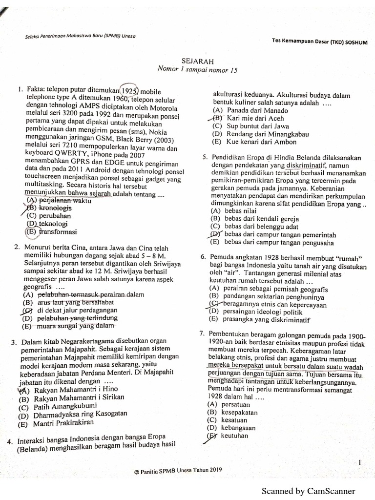Soal SPMB Unesa | PDF
