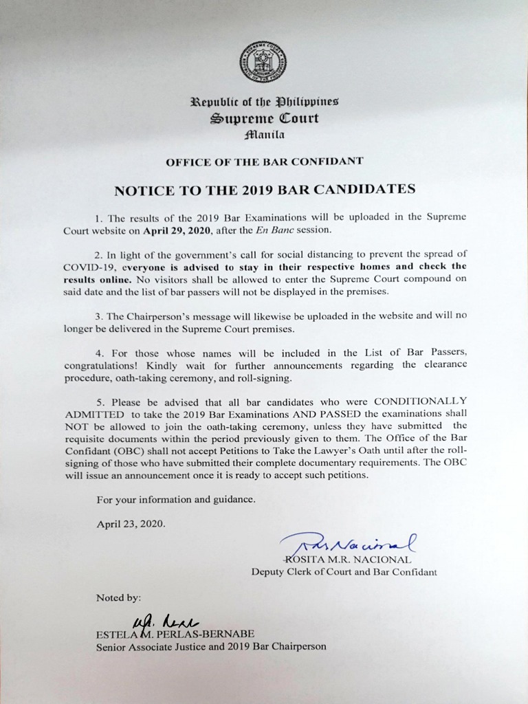 2019 Bar Notice | PDF