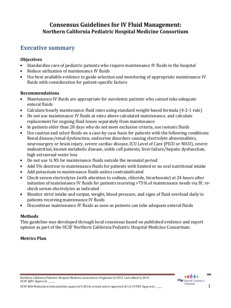 Pediatric IV Fluid Guidelines: 4-2-1 Rule | PDF | Intravenous Therapy ...