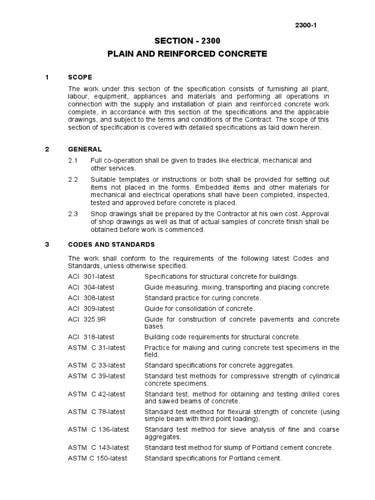 Concrete Work Specifications | PDF | Construction Aggregate | Concrete