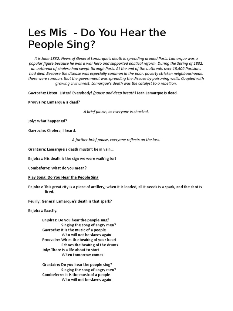 Les Mis Script | Download Free PDF | Violence | Entertainment (General)