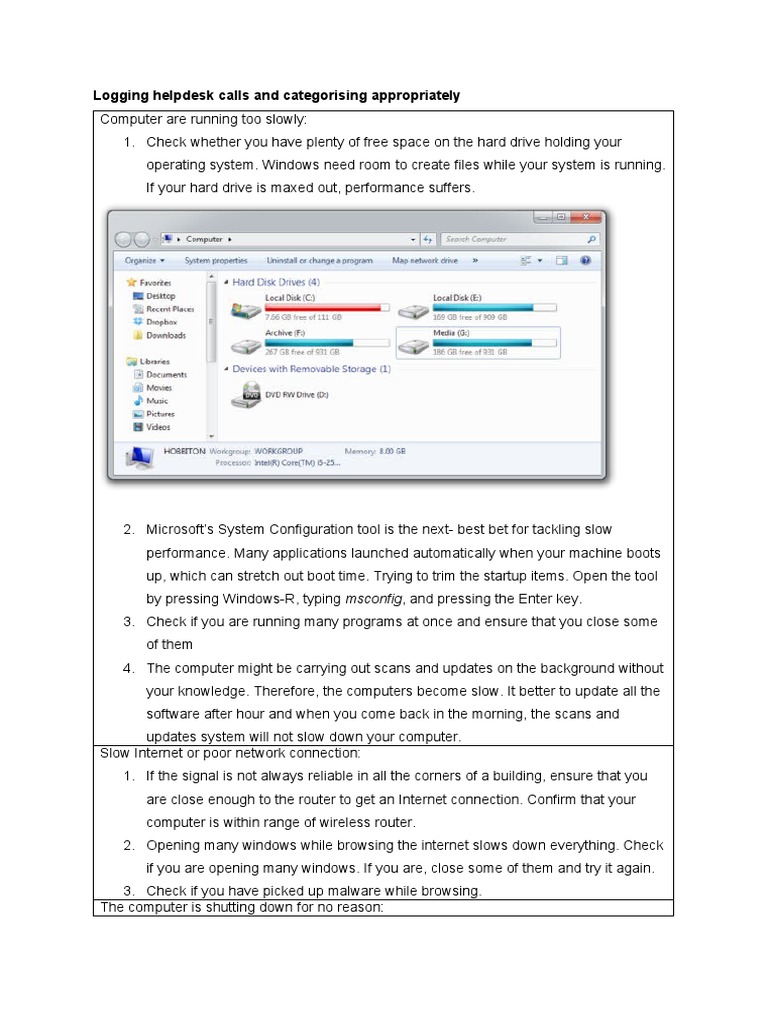 Logging Helpdesk Calls and Categorising Appropriately | PDF | Malware | Computer Network