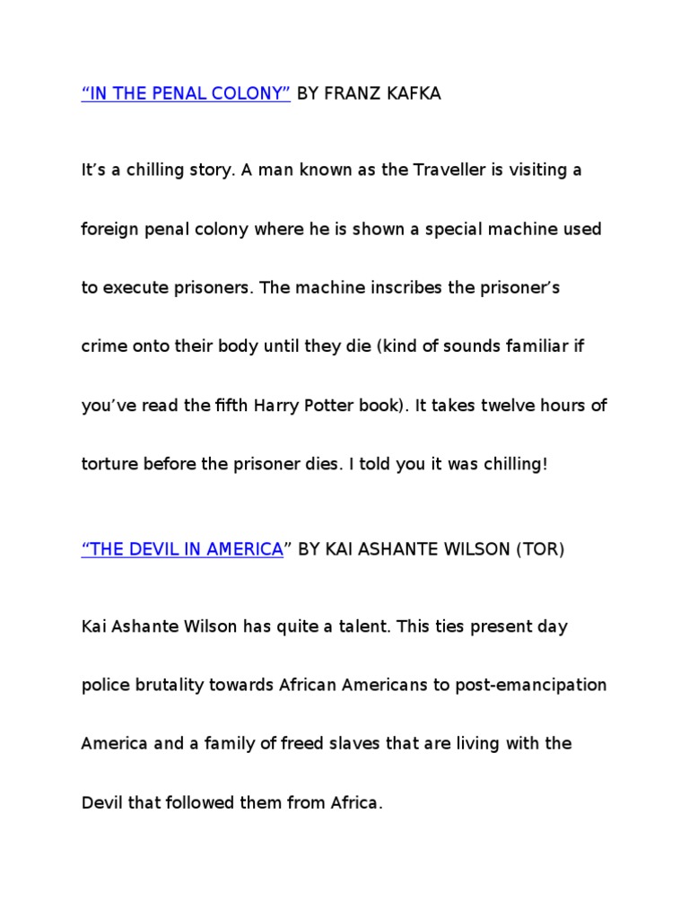 "In The Penal Colony": by Franz Kafka | PDF