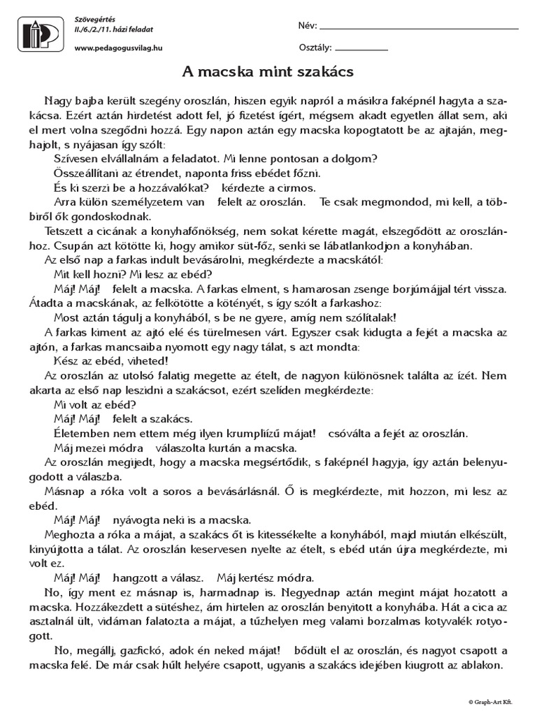 A Macska Mint Szakács | PDF