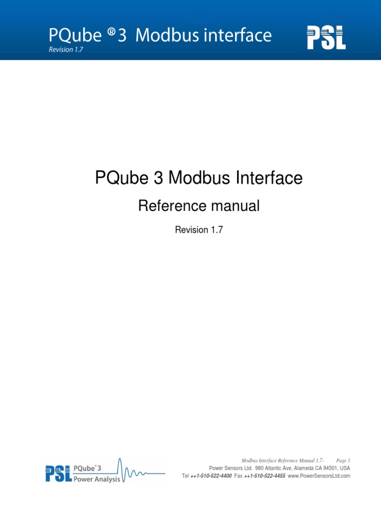 Pqube 3 Modbus Interface: Reference Manual | PDF | Port (Computer Networking) | Root Mean Square
