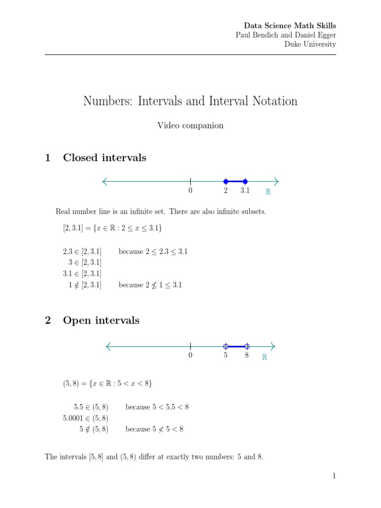 Numbers: Intervals and Interval Notation | Download Free PDF | Interval (Mathematics) | Algebra