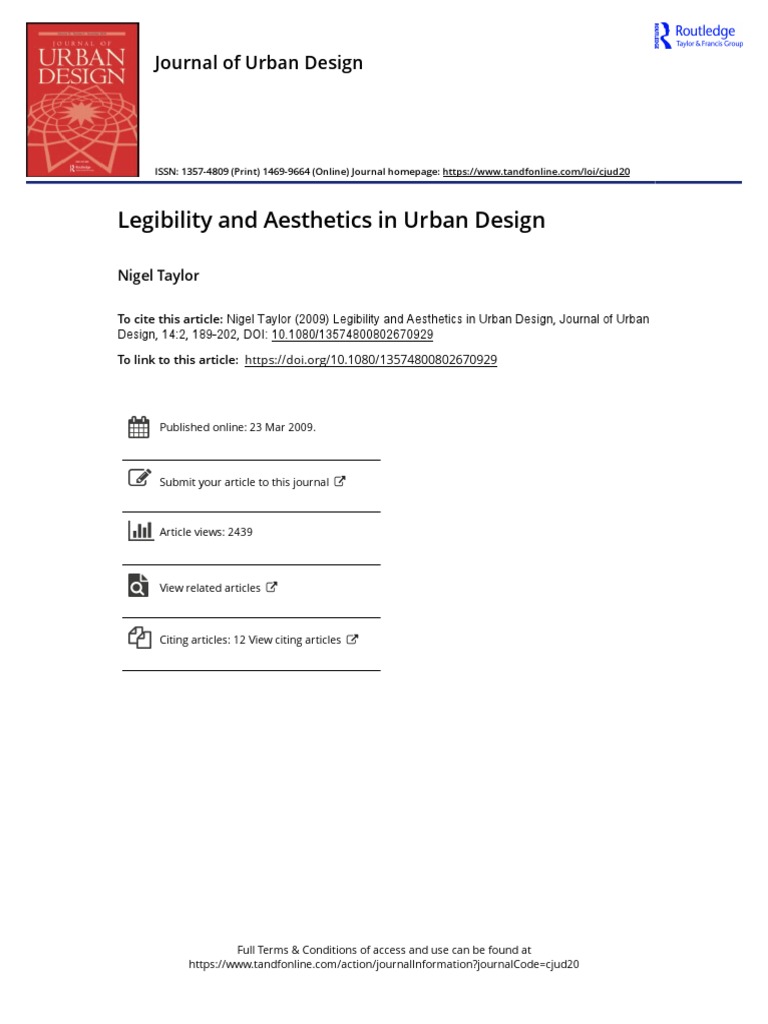 Legibility and Aesthetics in Urban Design | PDF | Urban Design | Perception