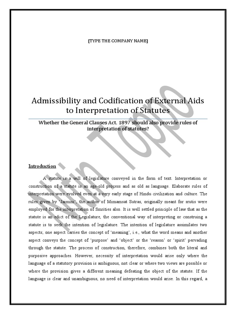 External Aids To Interpretation | PDF | Statutory Interpretation ...