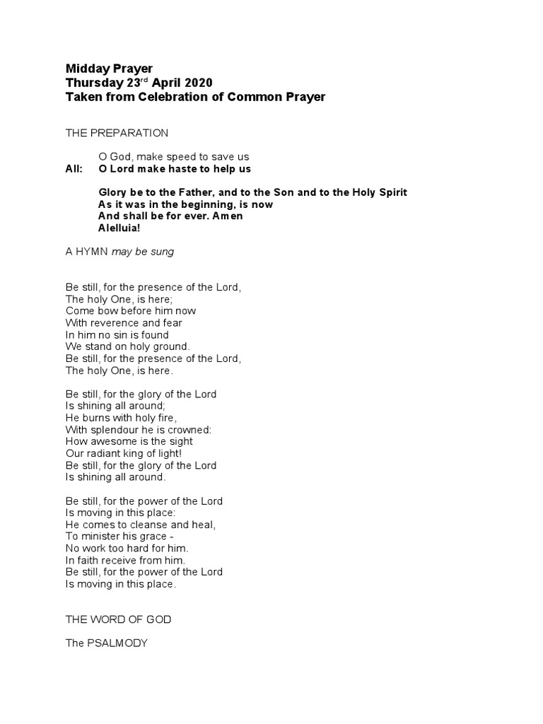 Midday Prayer 23rd April 2020 | PDF | Lord's Prayer | Christian Worship ...