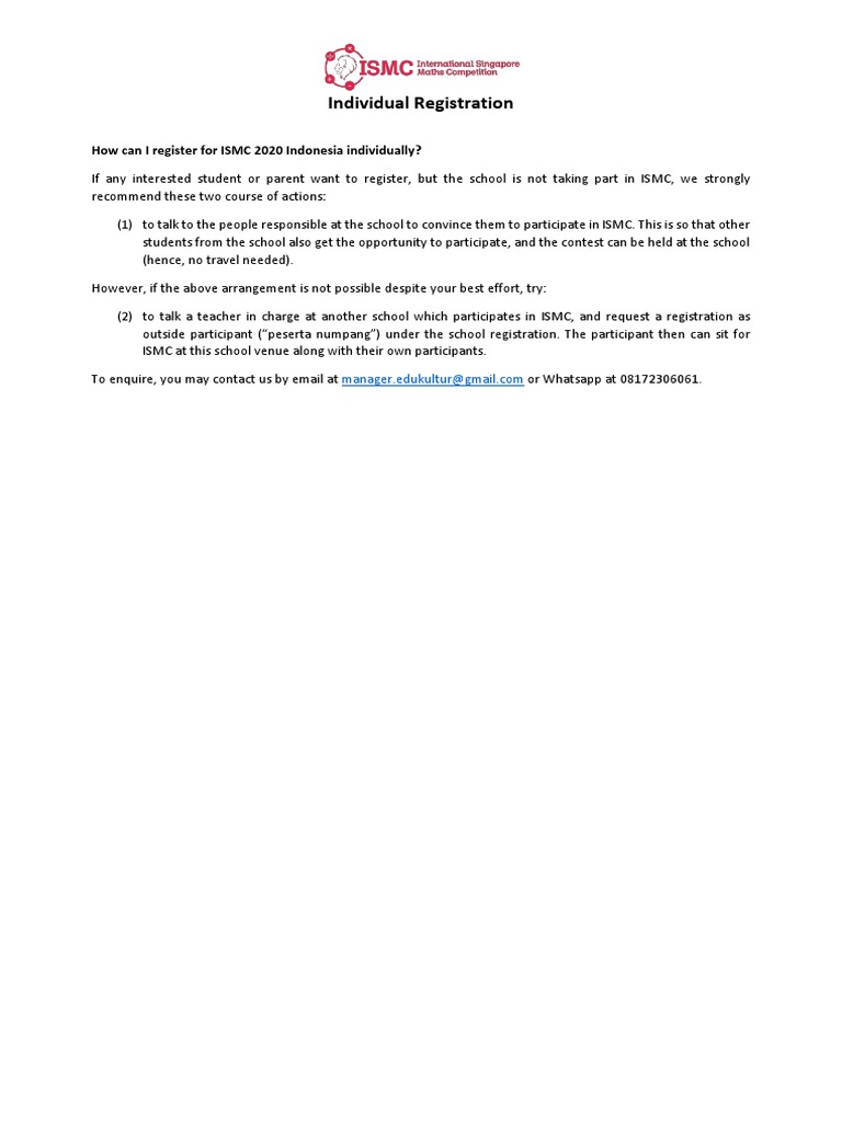 ISMC 2020: Individual Registration Guide | PDF