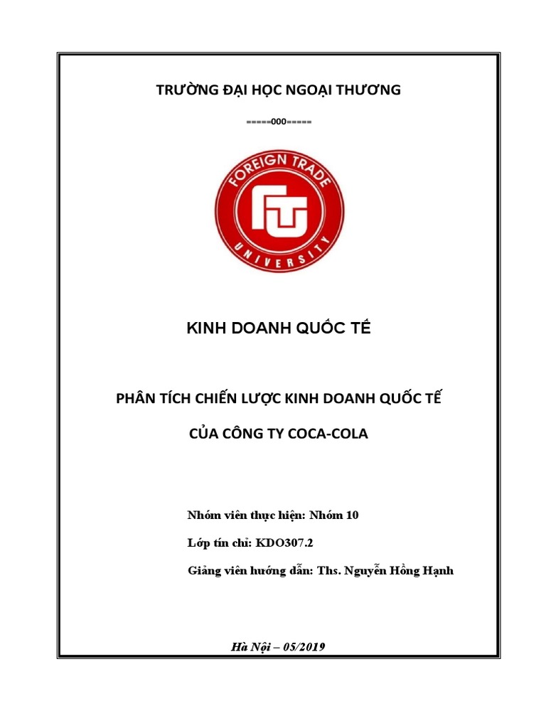 TL Phân tích chiến lược KDQT Coca-Cola | PDF