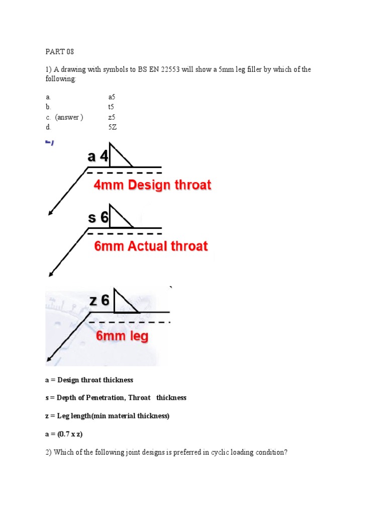 1) A Drawing With Symbols To BS EN 22553 Will Show A 5mm Leg Filler by ...