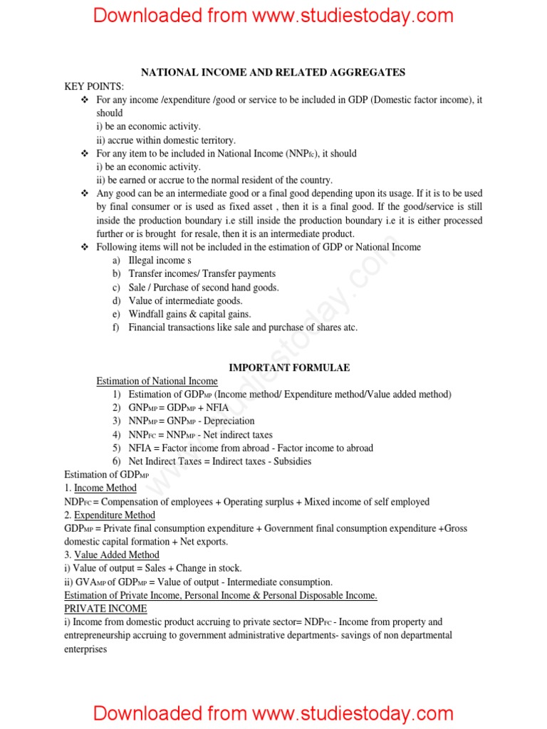 National Income and Aggregates Overview | PDF | Measures Of National ...