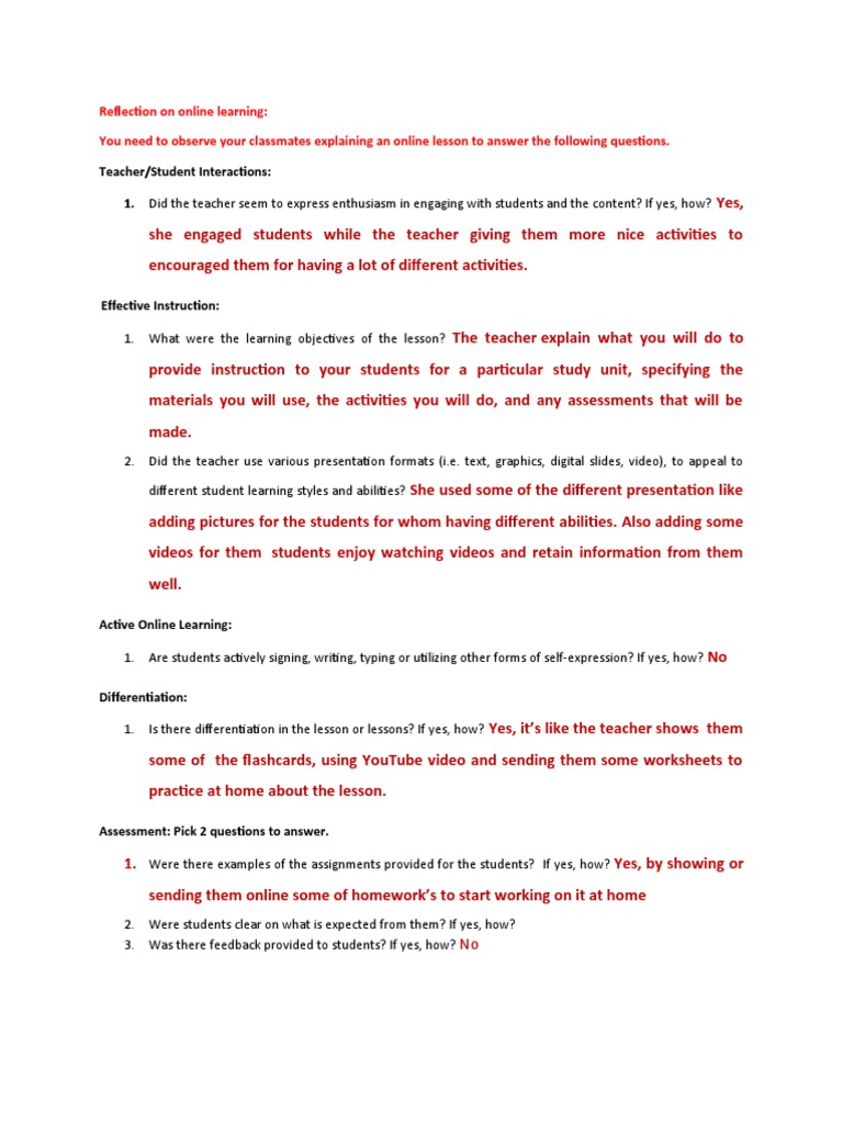 Reflection On Online Learning | PDF | Educational Technology | Distance ...