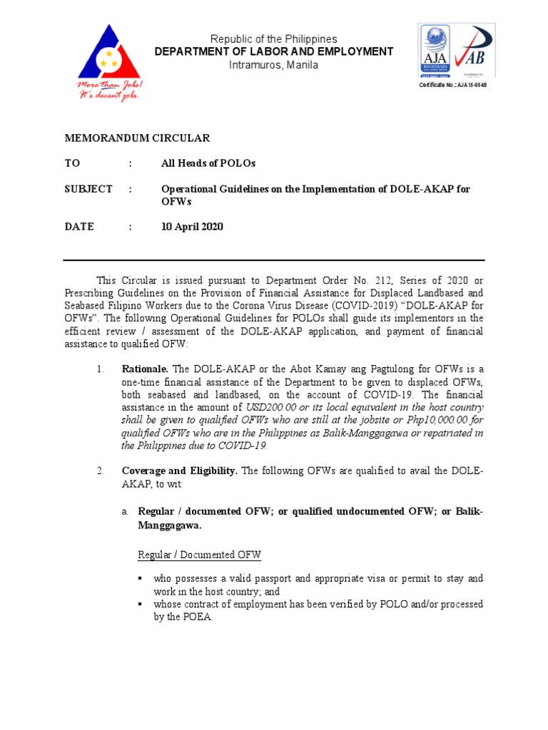 Signed AKAP Memo Circular PDF | PDF | Government