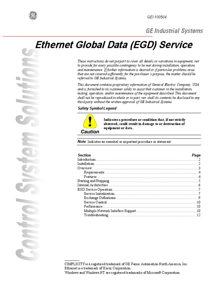 GEI-100504 (Ethernet Global Data EGD Service) | PDF | Computer Network ...