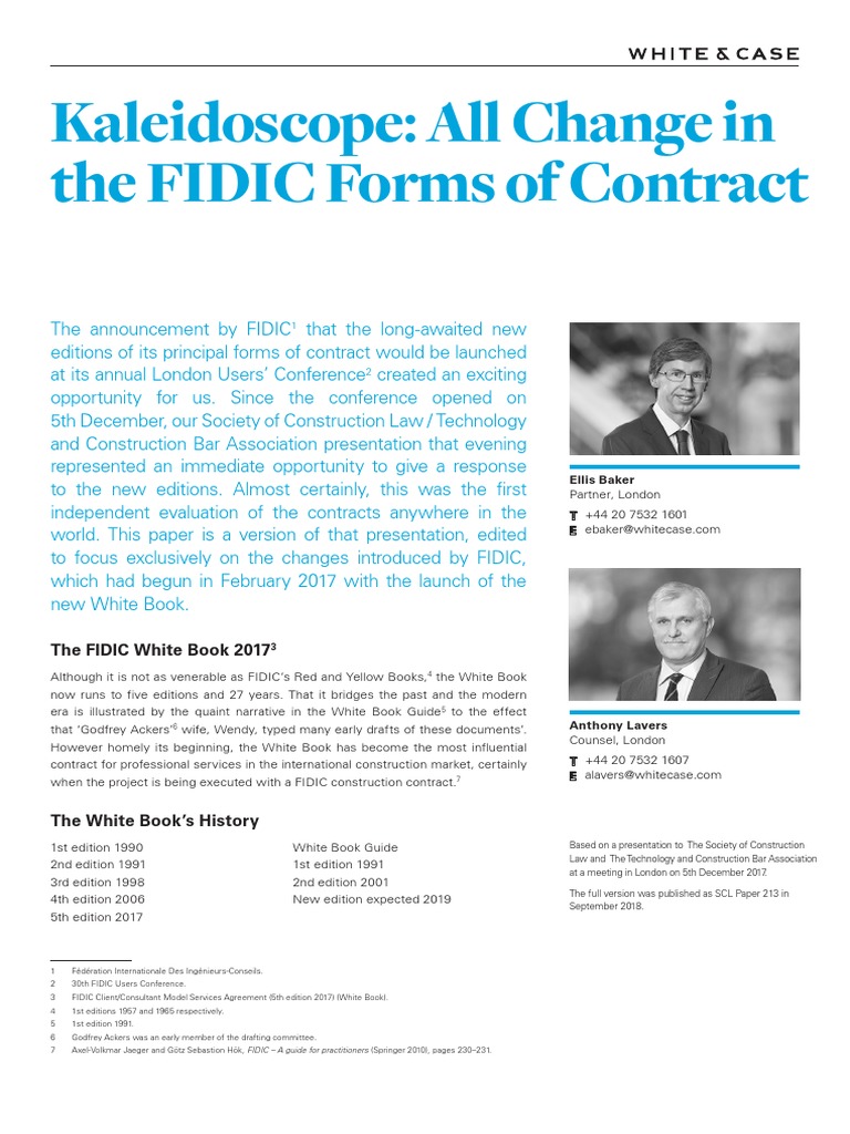 FIDIC Forms of Contract See Major Changes in 2017 White Book Edition ...