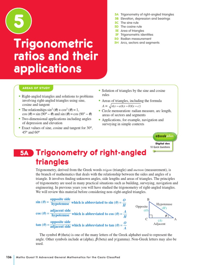 Ch05 Trigonometric Ratios and Their Applications PDF | PDF | Trigonometric Functions | Triangle